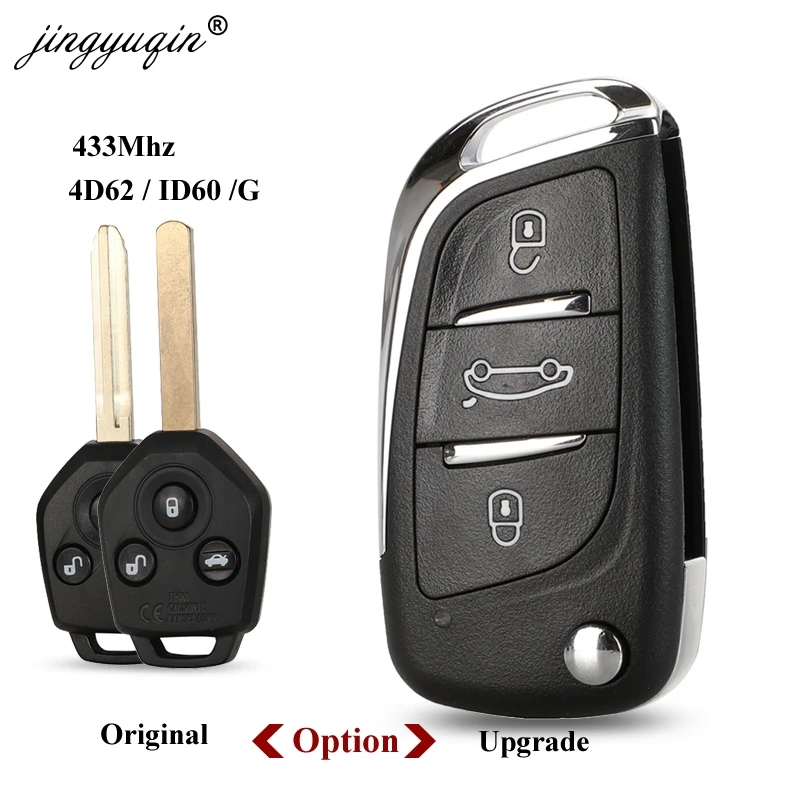 jingyuqin 433MHz 4D62 ID60 G Chip 3 Button Remote key for Subaru ...