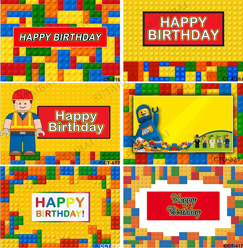 Birthday-Photocall-Colorful-Toy-Bricks-Building-Blocks-Party-Decor ...