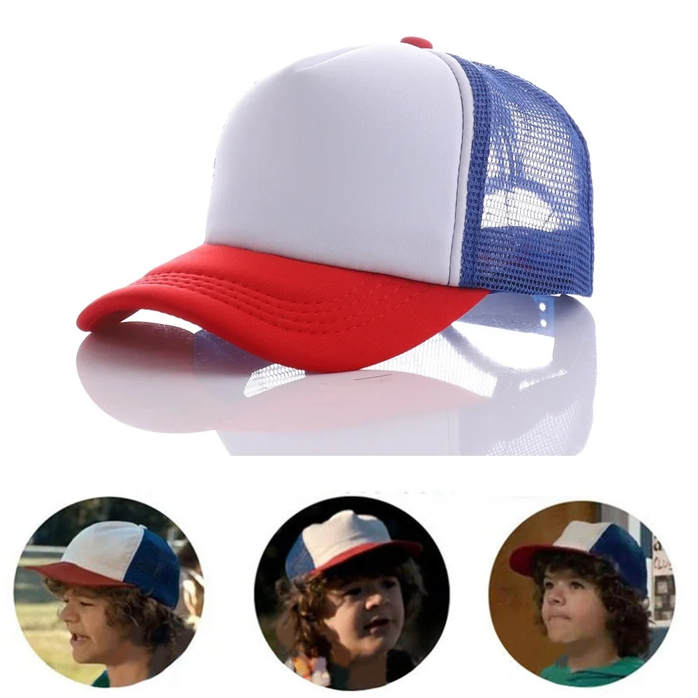 Blue-Red-Hat-Mesh-Trucker-Cap-Summer-Dustin-s-Baseball-Hat-Adjustable ...