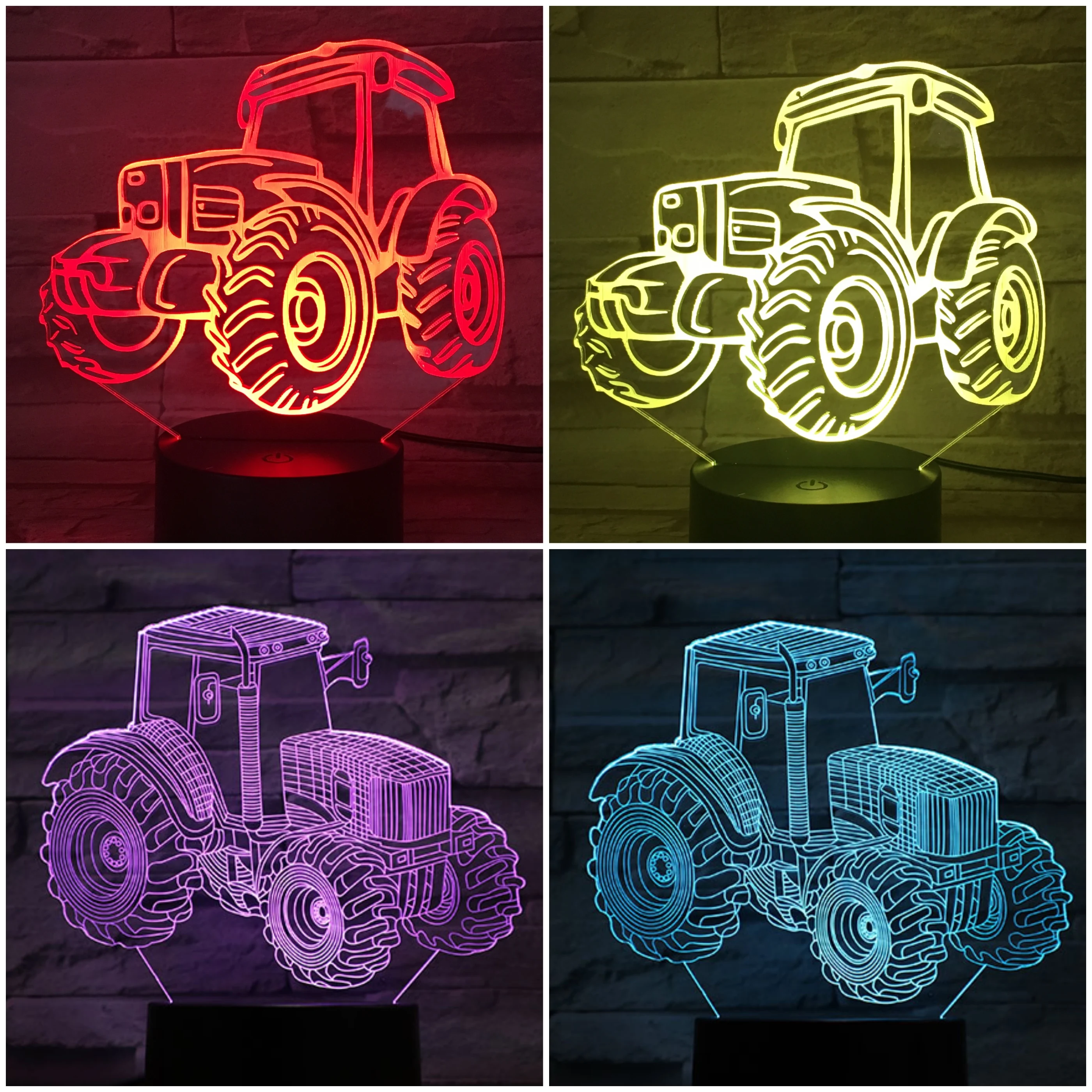 Nigndn 3d Lamp Kids Birthday Gift New Creative Tractor Colorful 3d ...