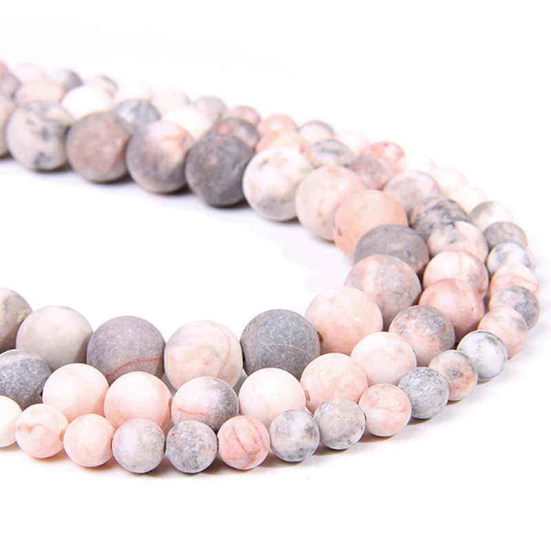 Natural-Matte-Smooth-Pink-Zebra-Stone-Beads-Loose-Round-4-6-8-10-12mm ...