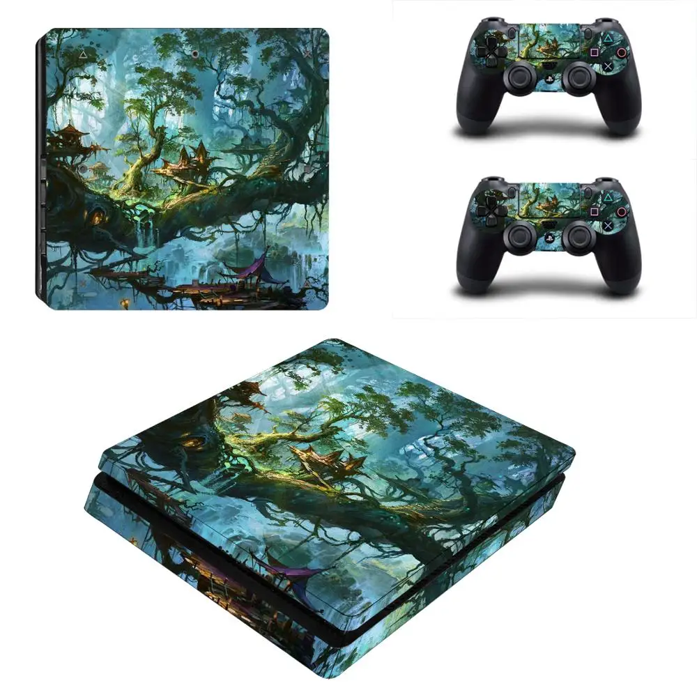 사용자 정의 디자인 나무 나무 Ps4 슬림 스킨 스티커 데 칼 비닐 플레이 스테이션 4 콘솔 및 컨트롤러 Ps4 슬림 스킨