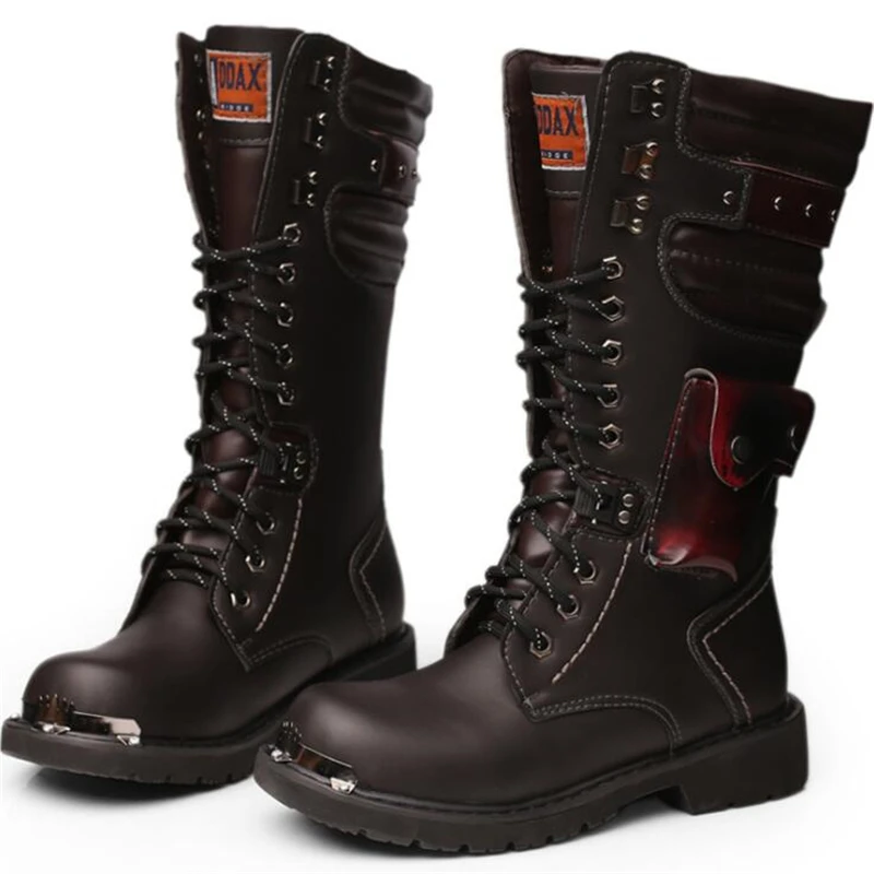 Botas-de-cuero-hasta-la-rodilla-para-hombre-zapatos-g-ticos-Punk-para ...
