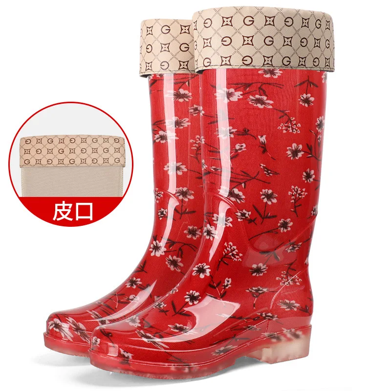 Новинка; плащ-дождевик; Для женщин печатных резиновые сапоги с высоким ...