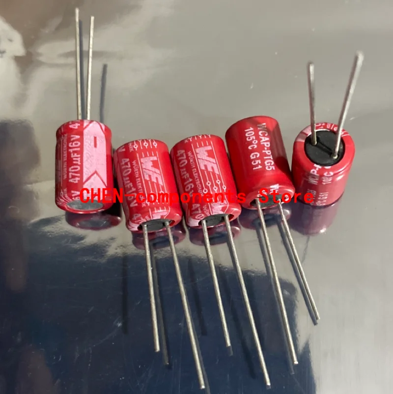 20 pçs novo nós 16v470uf 8x12mm red robe capacitor sólido 470uf/16v ...