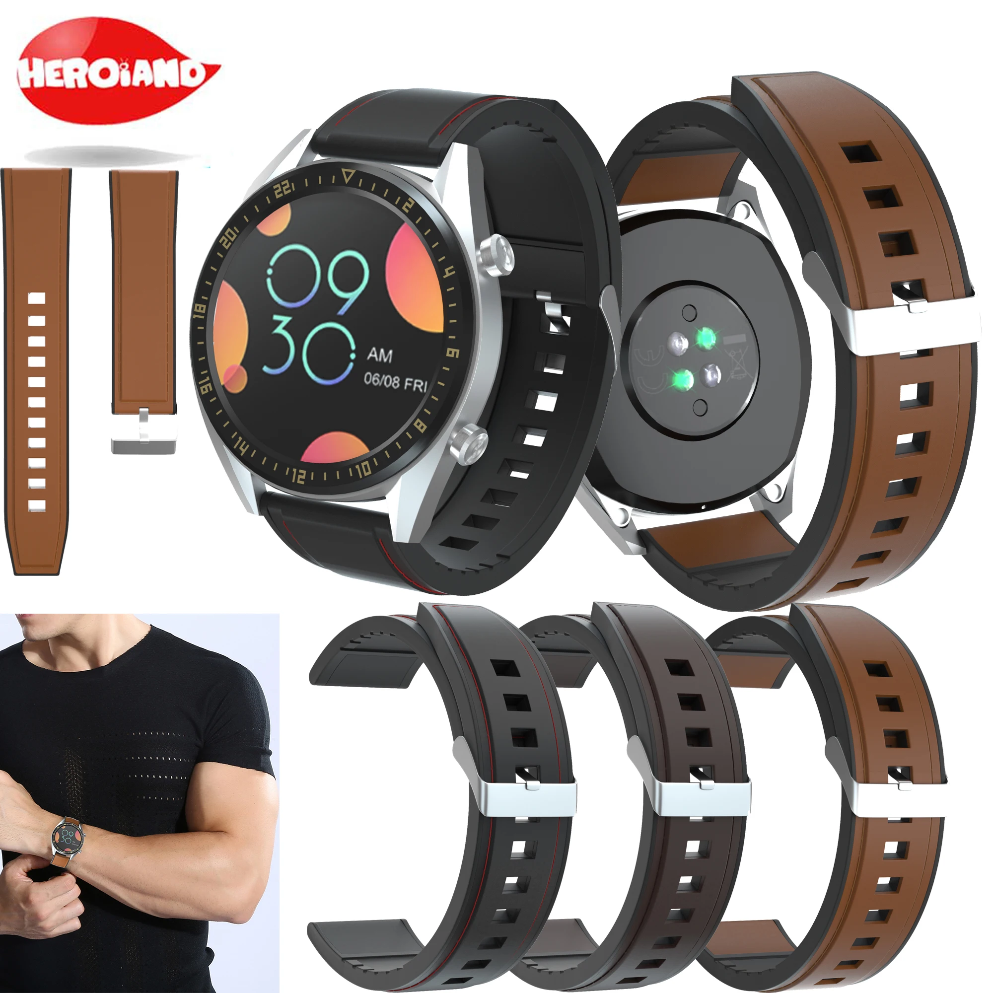 New For Huawei Watch GT 2 / Pro / 2E / GT 46mm Strap Genuine Leather ...