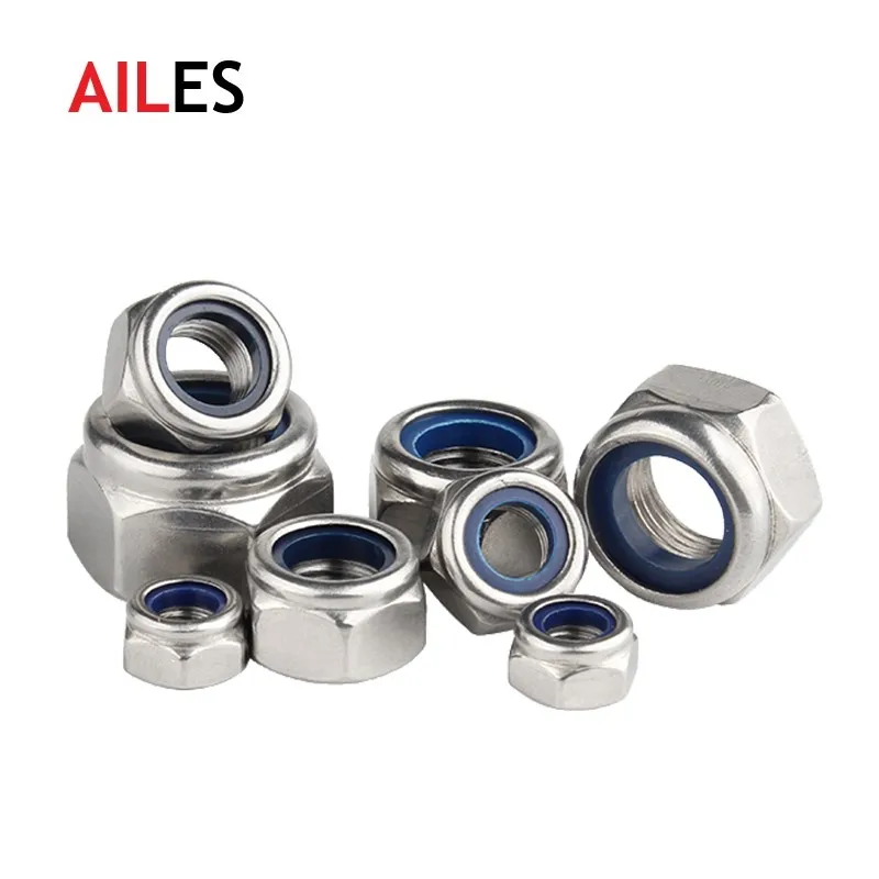 Nylon Lock Nut Stainless Steel M2 M2.5 M3 M4 M5 M6 M8 M10 M12 M14 M16 ...