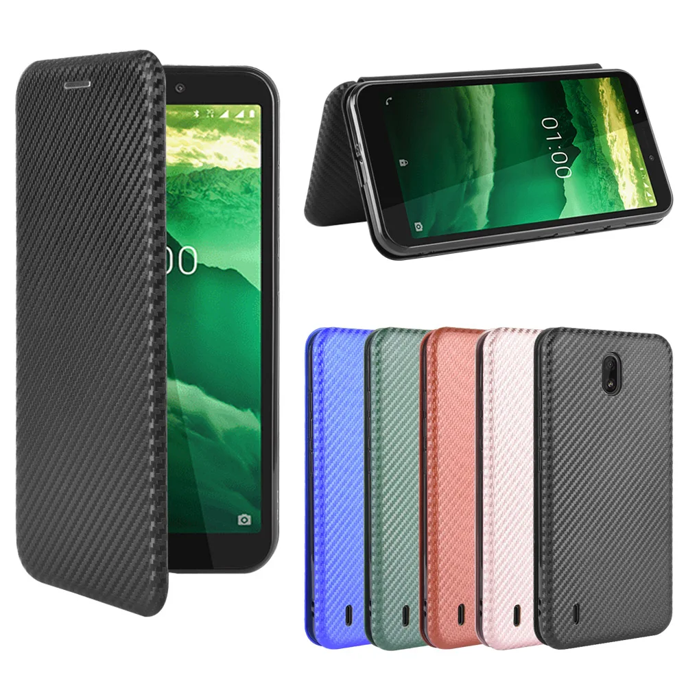 For Nokia C1 Case Nokiac1 Case Carbon Fiber Flip Leather Case For Nokia ...