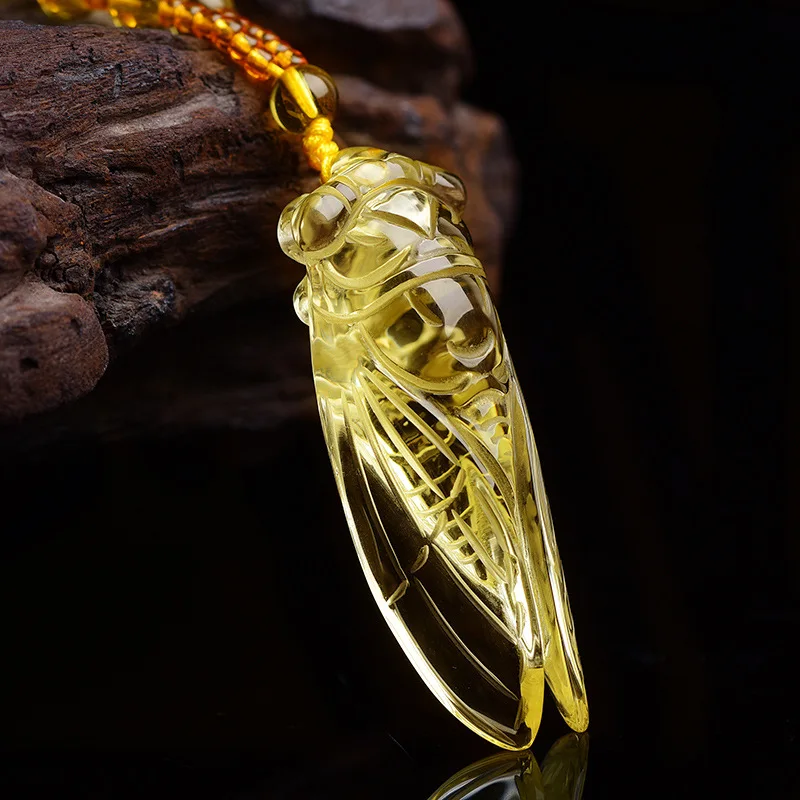 Natural Citrine Hand Carved Cicada Jade Pendant Fashion Boutique ...