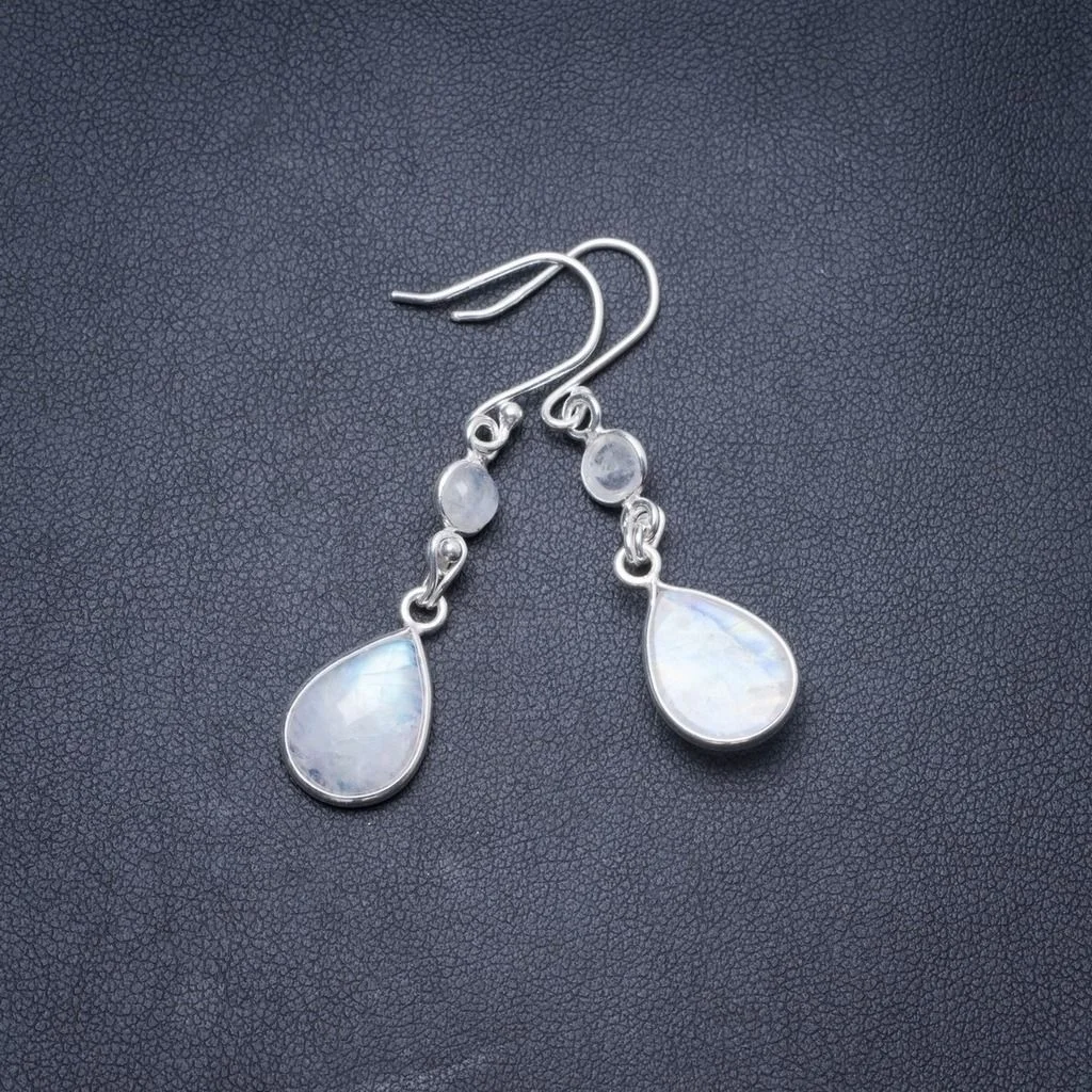Natural Rainbow Moonstone Handmade Unique 925 Sterling Silver Earrings 1.75" Y3356|Drop Earrings ...