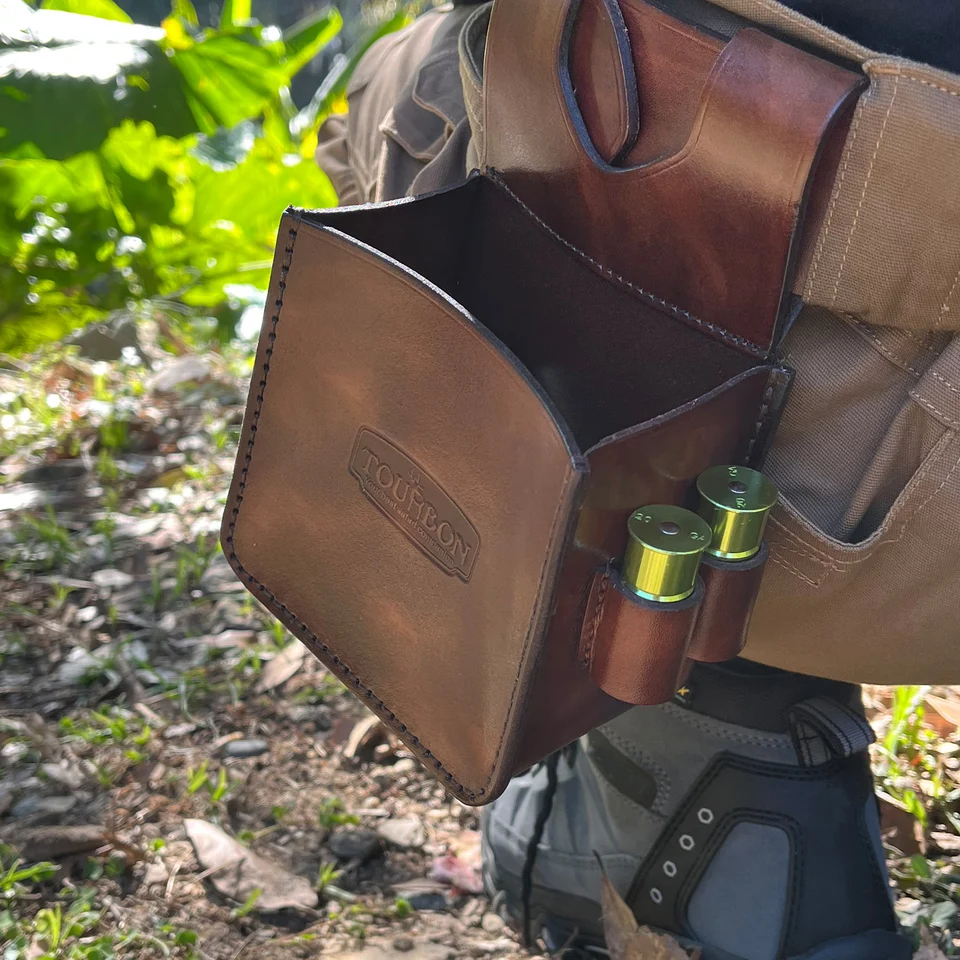 Clay Shooting Belt Pouch Tourbon Leather Shooting Waist Bag - 12 Gauge ...