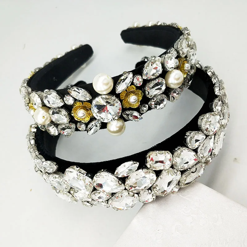 2019 Designer Jewelry Luxury Shiny Rhinestones Gold Crown Hair Band For ...