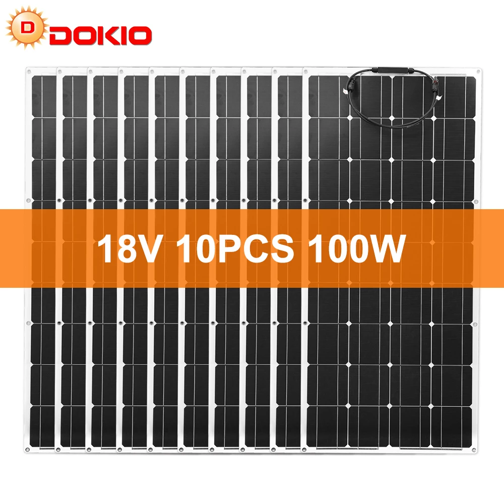 Dokio 18v 10pc 100w Flexible Solar Panel Monocrystalline Solar Panel For Car/home Waterproof ...
