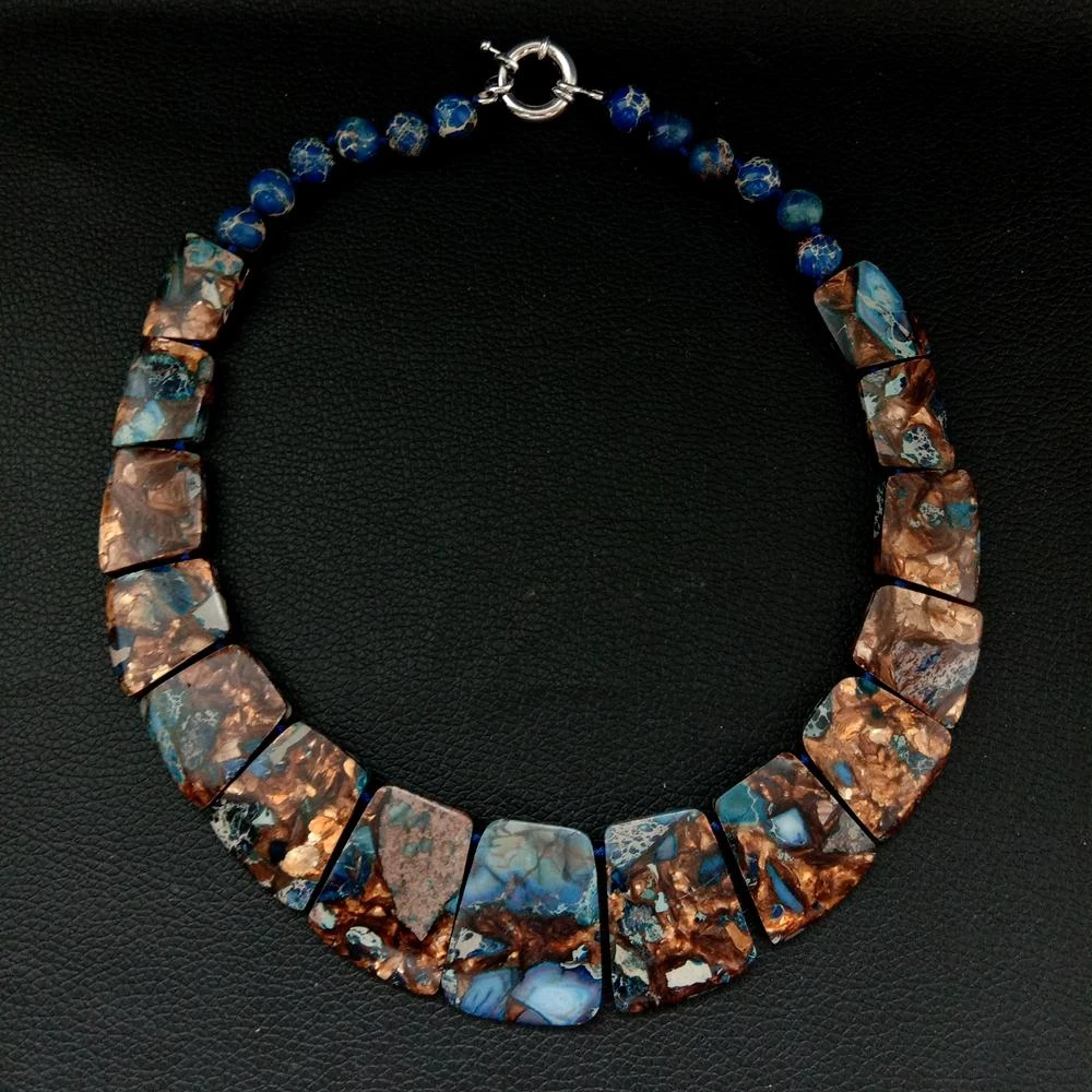 YYGEM 19'' Mixed Color Sea Sediment Imperial Jasper Graduated Necklace ...