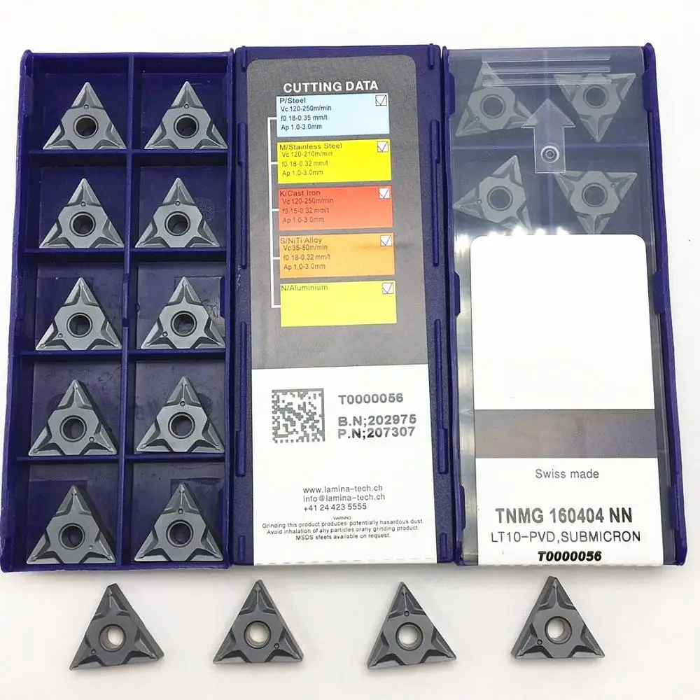 10pcs Tnmg160404 Nn Lt10 Lt30 Carbide Tool External Cylindrical Blade ...