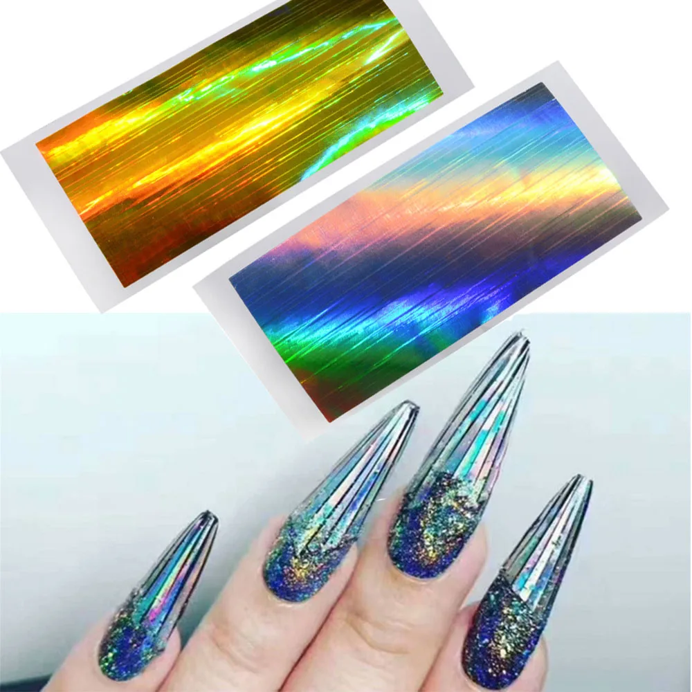 BQAN 1 Pc Nail Art Laser Foil Strip Stickers Line Sticker Tape Adhesive ...