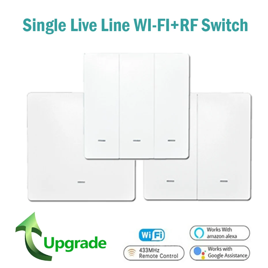 Wifi Wall Switch 1/2/3 Gang UK No Neutral Wire Required Switches Smart ...