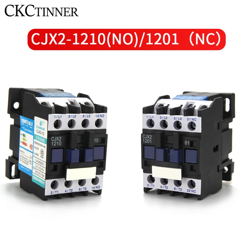 Contactor de corriente alterna CJX2 1201/1210, 50/60HZ, 12A, 3P + 1NO, Contactor abierto Normal ...