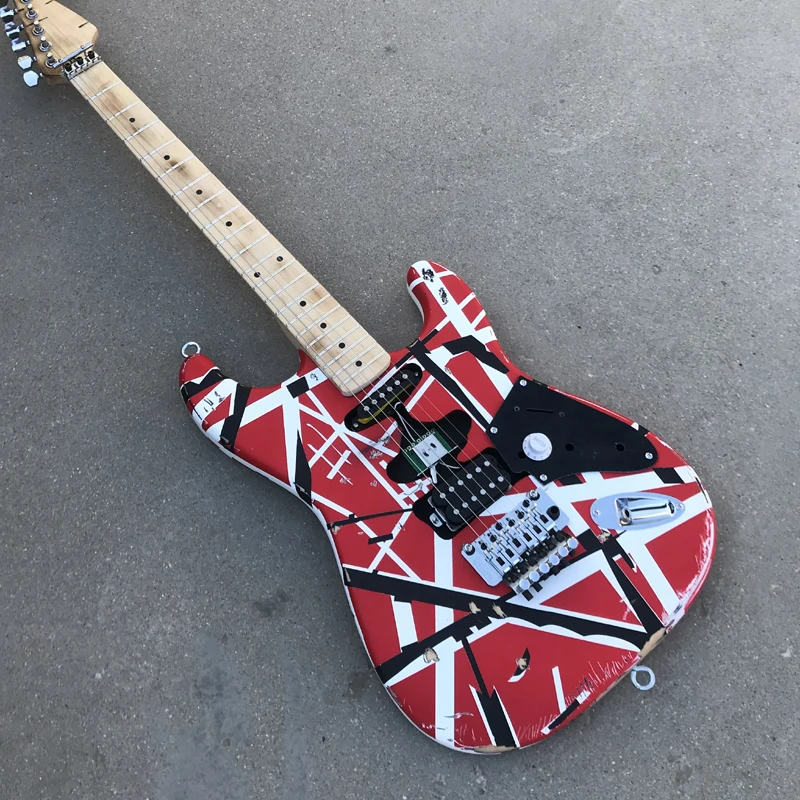 Free-shipping-Eddie-Van-Halen-Red-Frankenstrat-Electric-Guitar-Heavy ...