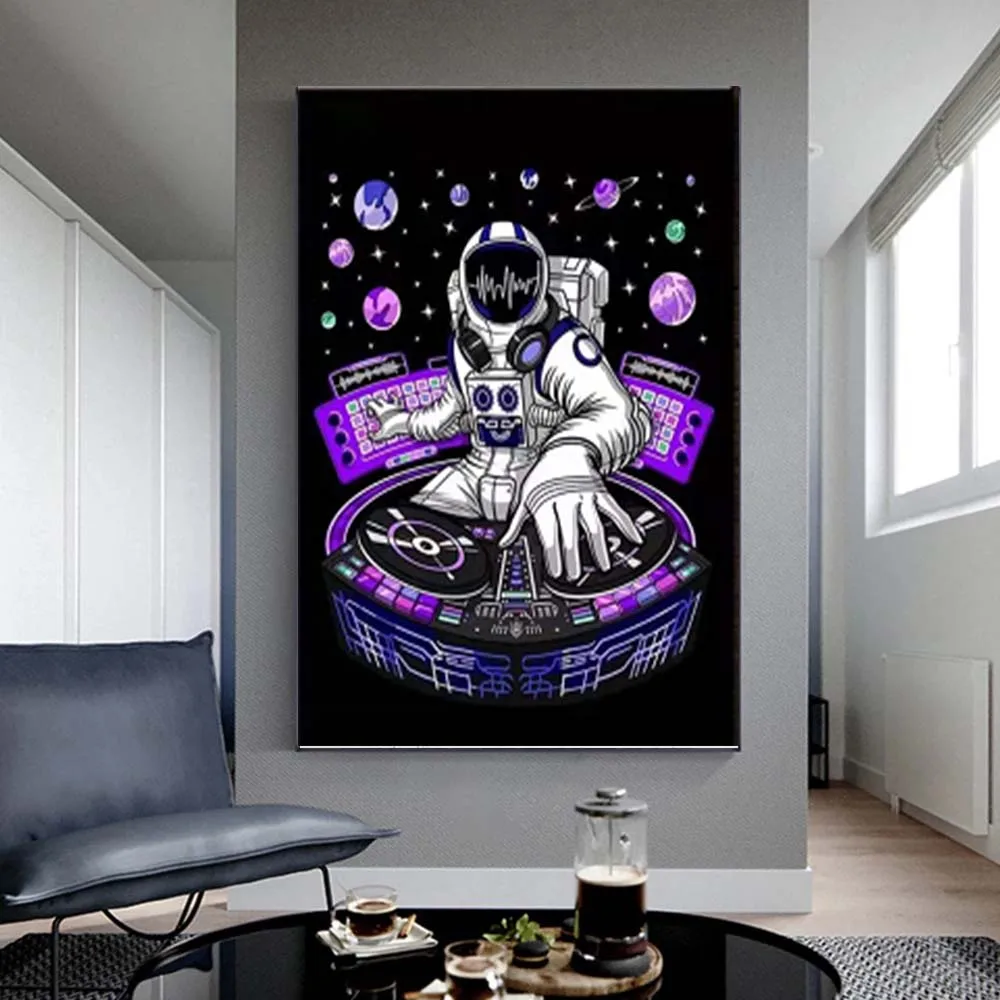 Astronaut Graffiti Wall Art Printed on Canvas • CanvasPaintArt