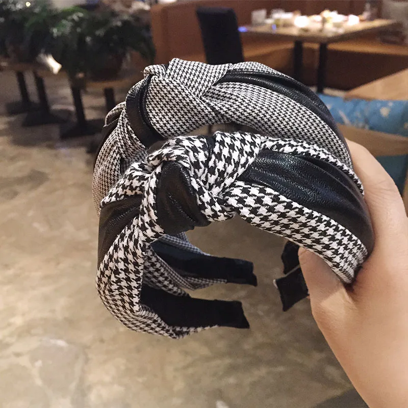 Diadema de cuero sintético con costuras para mujer, diadema anudada en ...