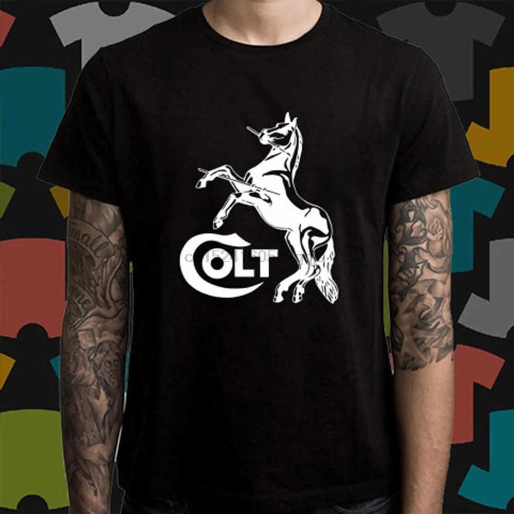 Colt Firearms Gun Horse Logo Gun Army Men's Black T Shirt S M L XL free ...