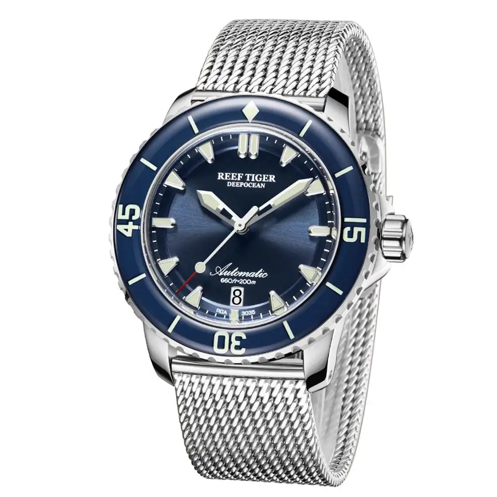 Reef Tiger Men Automatic Watch 44mm Mechanical Wristwatch 20ATM ...
