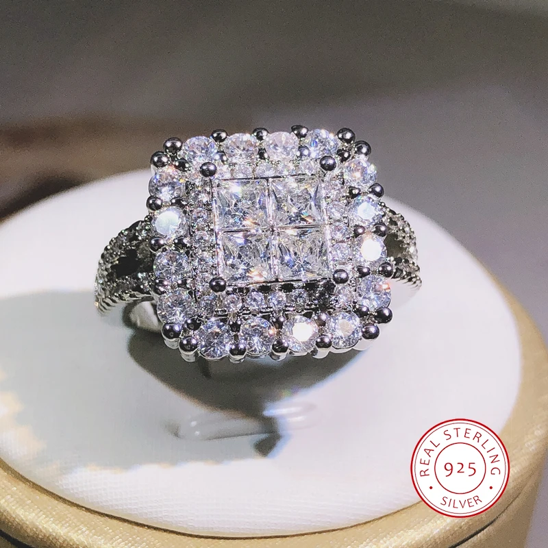 Square Pave Diamond Women Rings