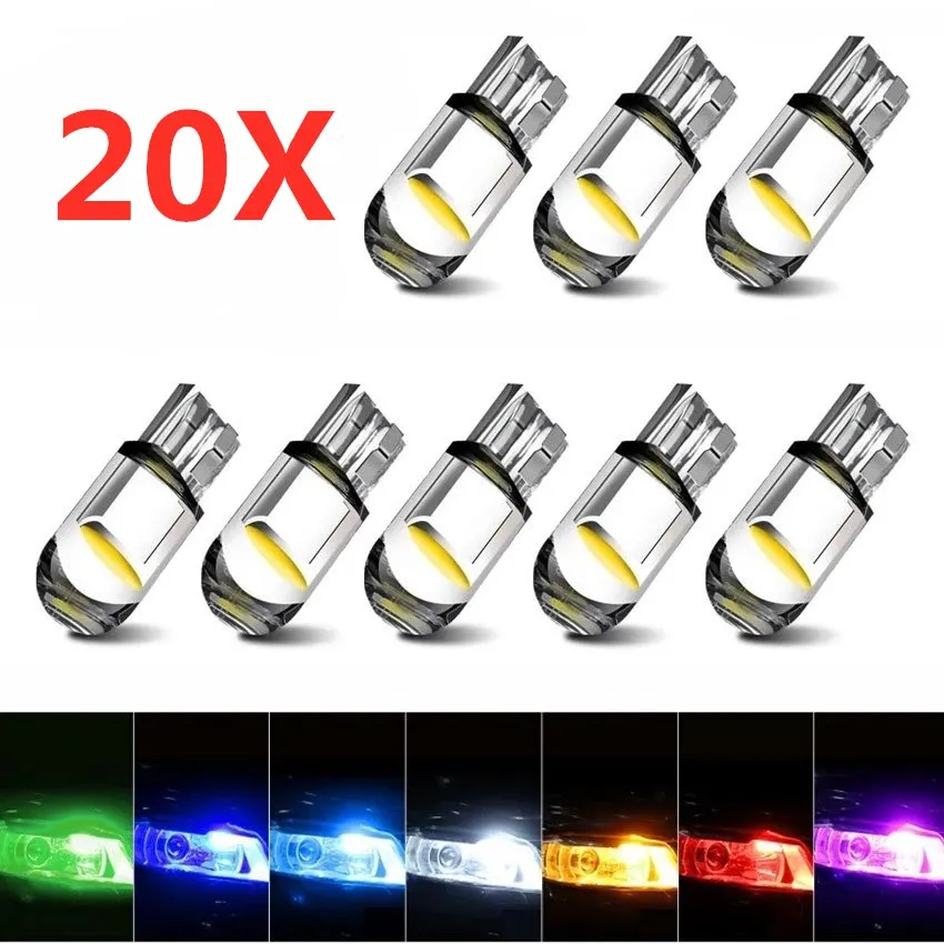20/10/1PCS New 2021 W5W Led T10 Car Light COB Glass 6000K White Car ...