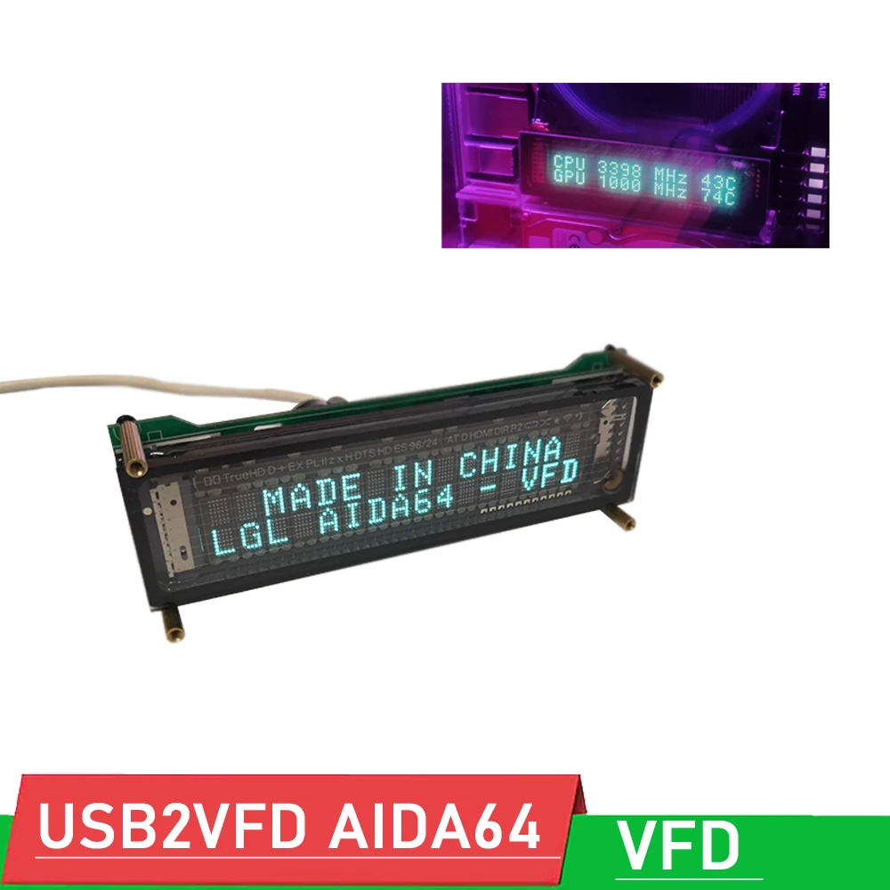 VFD Display AIDA64 Sub-screen VFD Clock USB2VFD AIDA64 Chassis Display ...