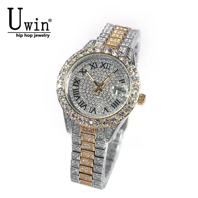 Ice Pink And Gold Watch With Diamonds