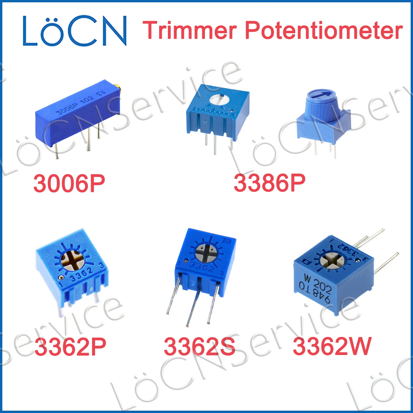 LoCN 50PCS 3296X 100R 200R 500R 1K 2K 5K Trim Pot Trimmer Potentiometer ...