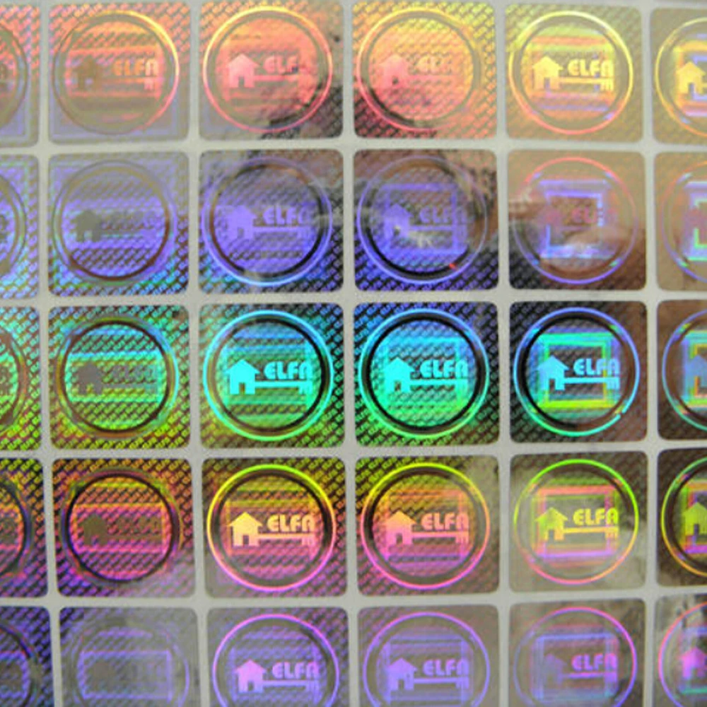 Adesivos holográficos de prata e ouro falsificados, logotipo ...