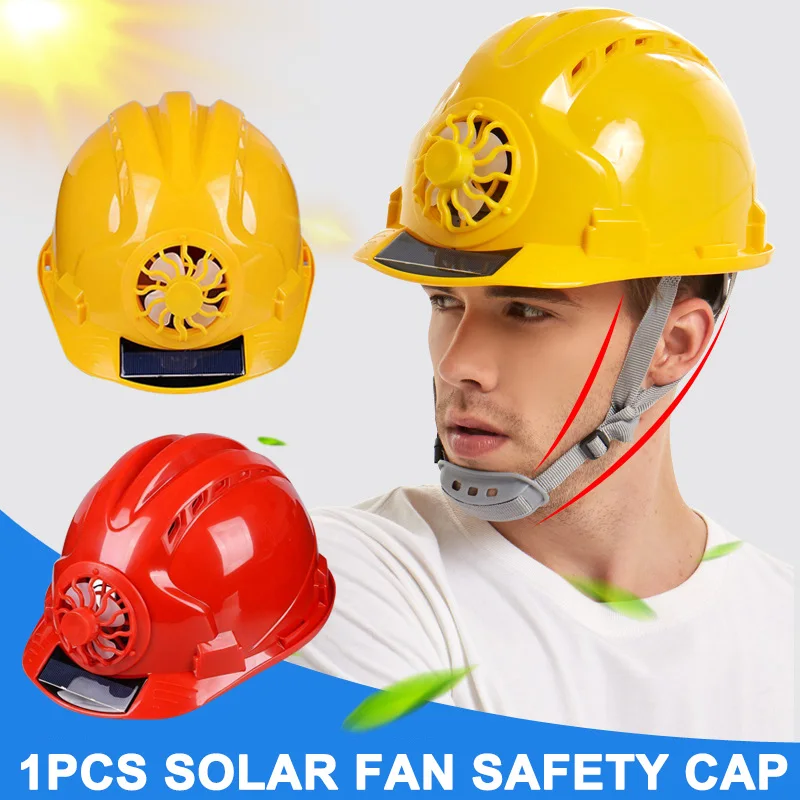 Solar Fan Working Helmet Adjustable Ventilation Sunscreen Waterproof ...
