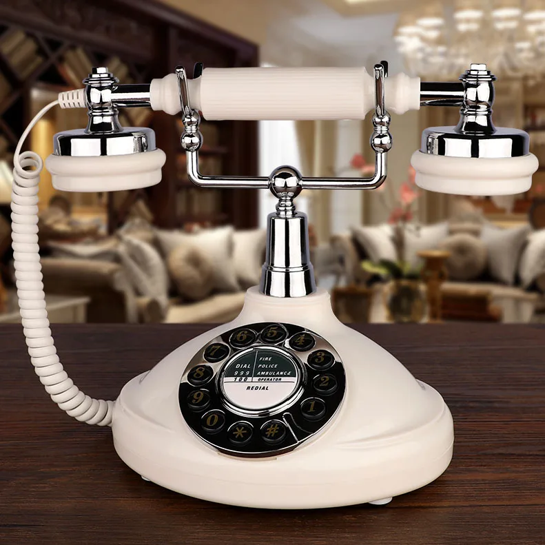 Retro Telefone Fixo Branco Feito Abs Antigo Telefone Fixo Com Fio ...