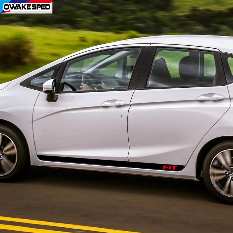 2pcs-Carbon-Fiber-Stripes-Car-Door-Side-Skirt-Sticker-For-Honda-Fit ...