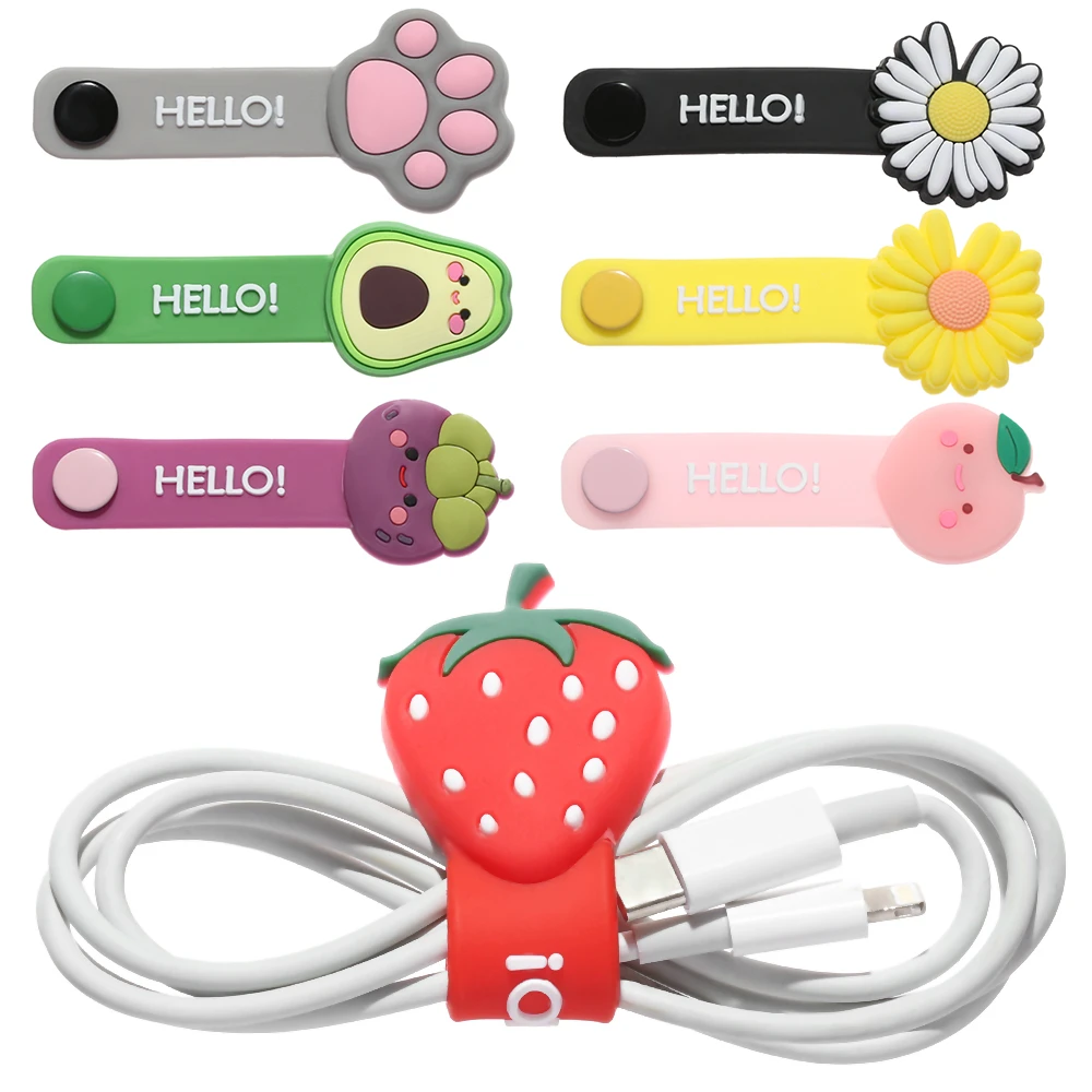 Cute Fruit Flower Cable Winder Multifunction Cable Organizer Cable ...