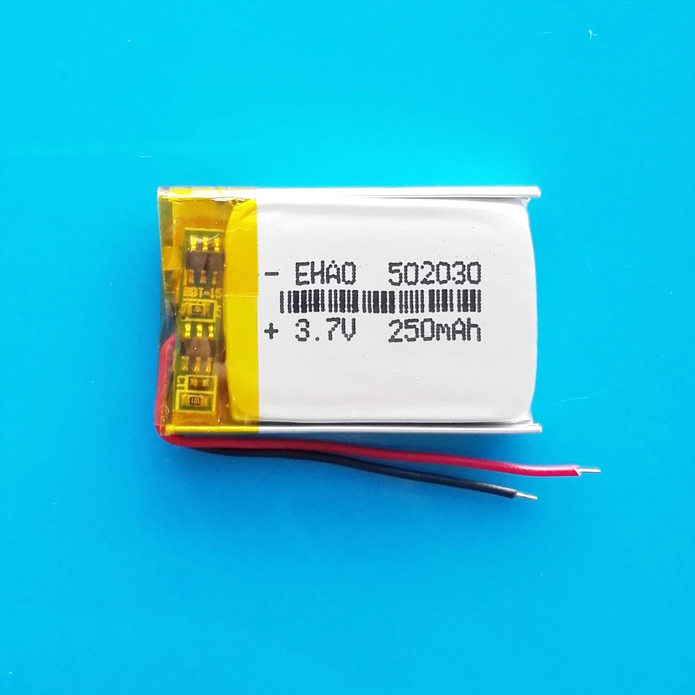 3.7V 250mAh Polymer lithium Lipo battery rechargeable 502030 customized ...