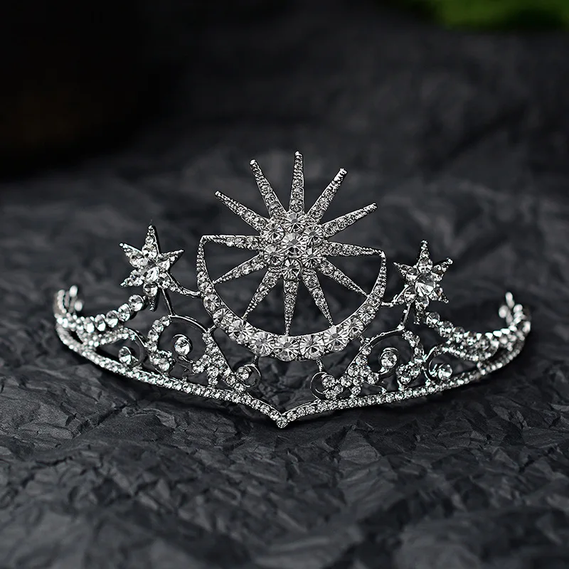 Corona-De-estrella-barroca-Tiara-nupcial-De-cristal-con-diamantes-De ...
