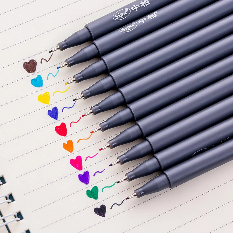 10-Colors-0-38mm-Fiber-Marker-Pens-Fineliners-Watercolor-Based-Sketch ...
