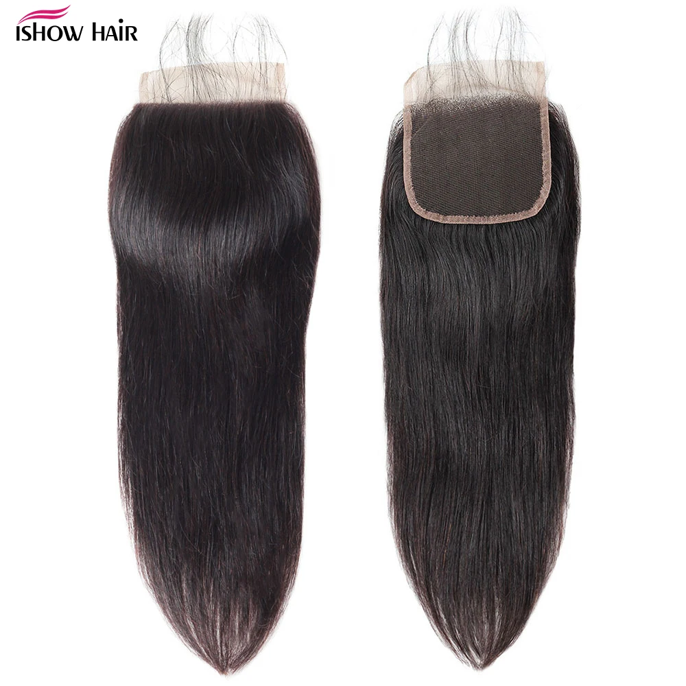 Ishow-Brazilian-Straight-Hair-Lace-Closure-Free-Middle-Three-Part-4X4 ...