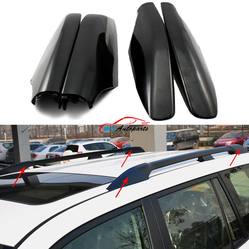 Black ABS Roof Rack Bar Rail End Protection Cover Shell 4PCS For Toyota ...