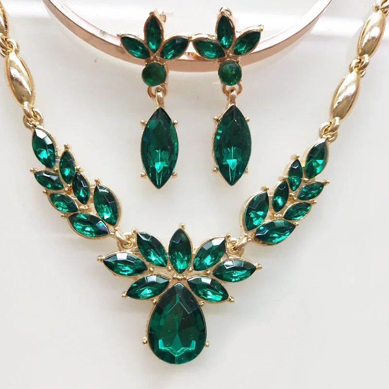 Crystal-Necklace-Earrings-Two-Pieces-Jewelry-Sets-For-Women-Party ...