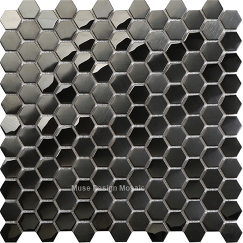 Azulejos de mosaico hexagonales de Metal inoxidable, azulejo negro para ...