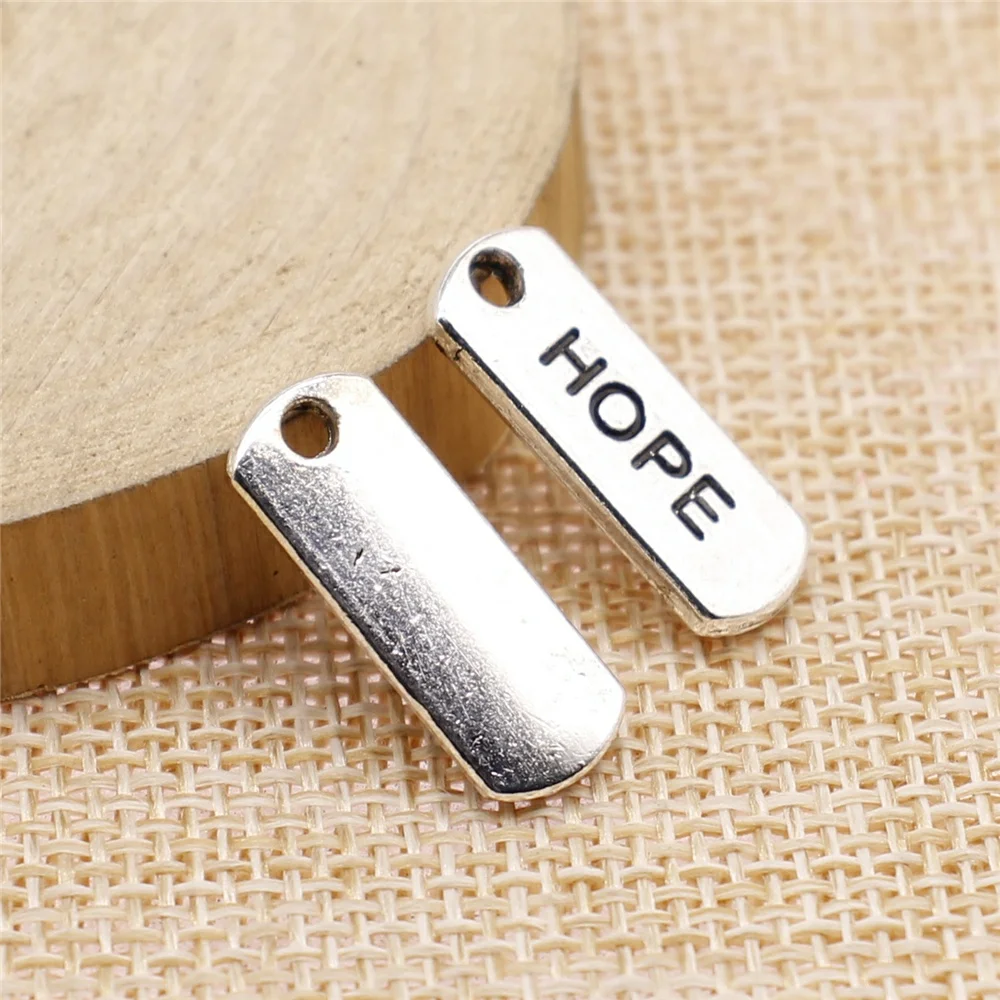 WYSIWYG 10pcs 21x8mm Hope Tag Charm Pendants For Jewelry Making Antique ...