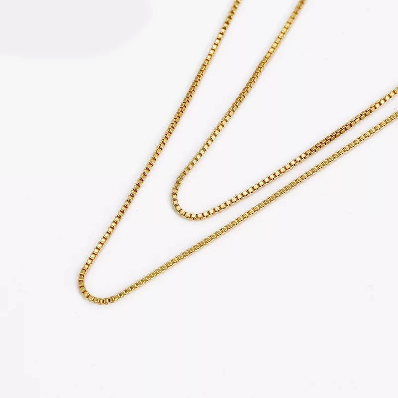 XP-Jewelry-45cm-1-mm-Small-Box-Chain-Necklaces-For-Women-24-k-Pure-Gold ...
