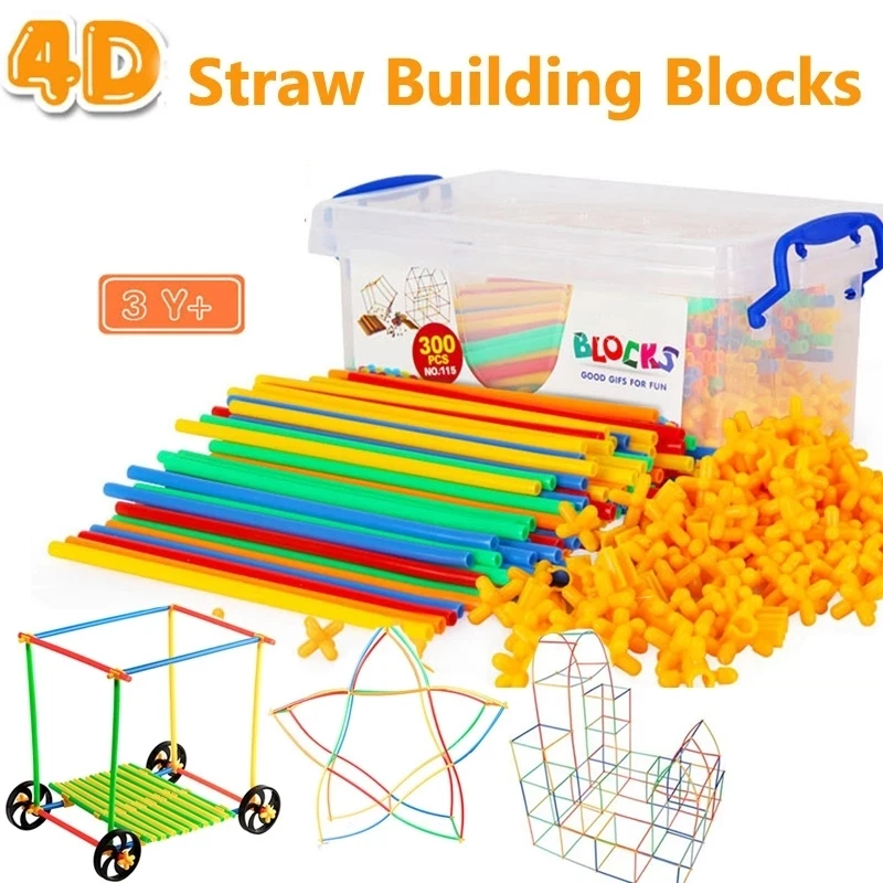 100-700pcs-Plastic-4D-Straw-Building-Blocks-Tunnel-Shaped-Stitching ...