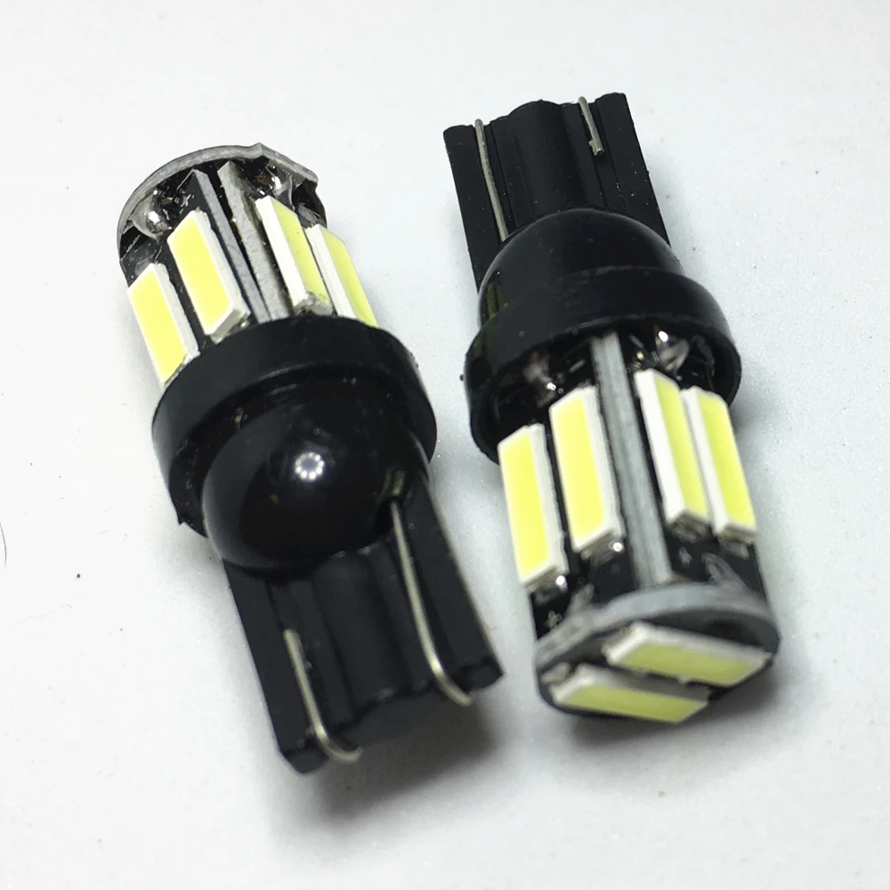 10Pcs W5W 10 7020 SMD Car T10 LED 194 168 Panel Lamp White Bulbs For ...