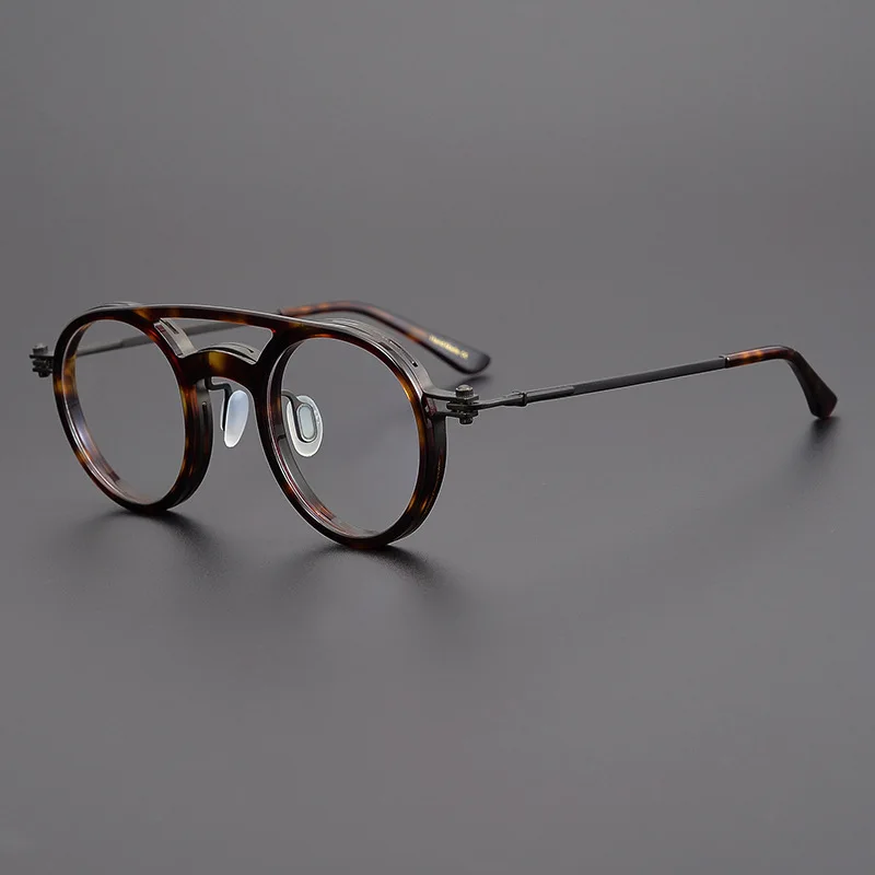 Japanese Handmade Design Glasses Frame Classic Round Titanium Acetate ...