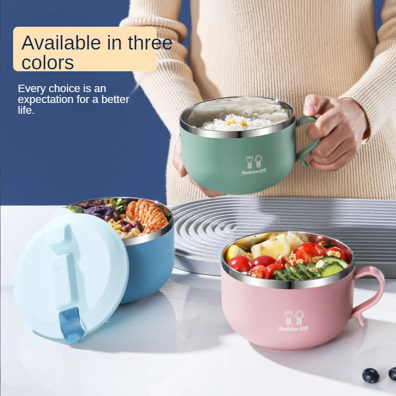 Hot Sealed Lunch Box Household 304 Stainless Steel Instant Noodle Bowl with Lid Student ...